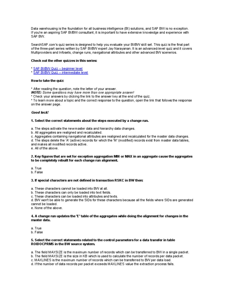 BI Questions 2 PDF | PDF | Cpu Cache | Databases