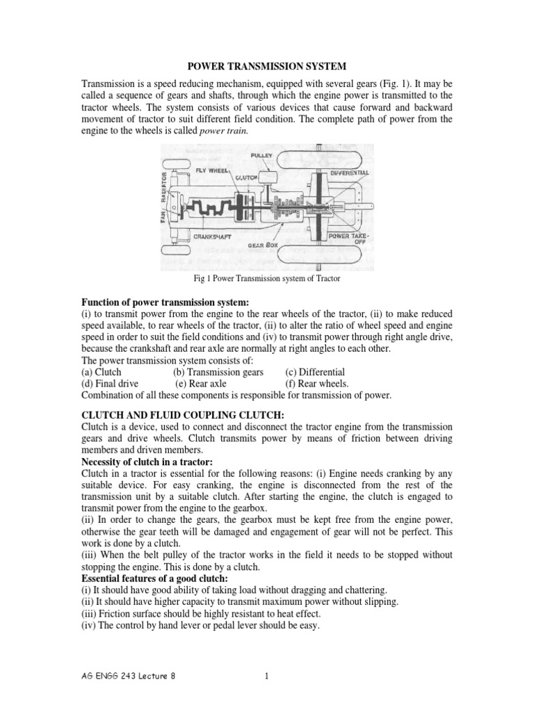 Tractor Transmission | PDF | Transmission (Mechanics) | Clutch