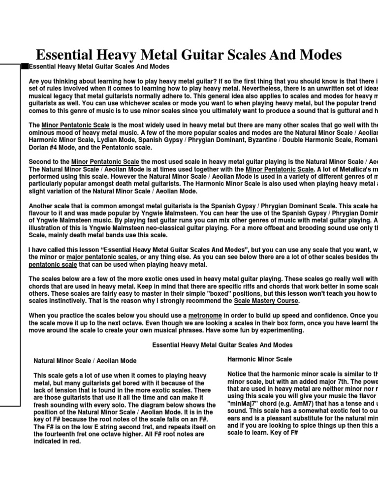 Essential Heavy Metal Guitar Scales and Modes | PDF | Minor Scale ...