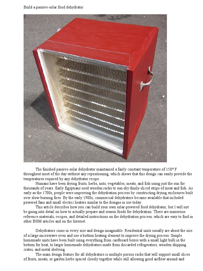 Build a Solar Food Dehydrator Guide | PDF | Stove | Refrigerator