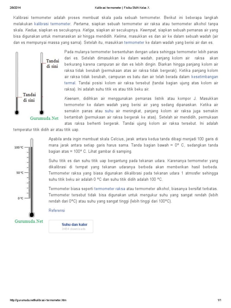 Kalibrasi Termometer - Fisika SMA Kelas X | PDF