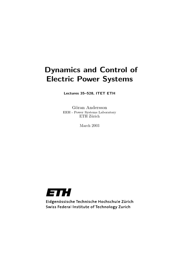 Dynamics of Electric Power Control | PDF | Control Theory | Power Station