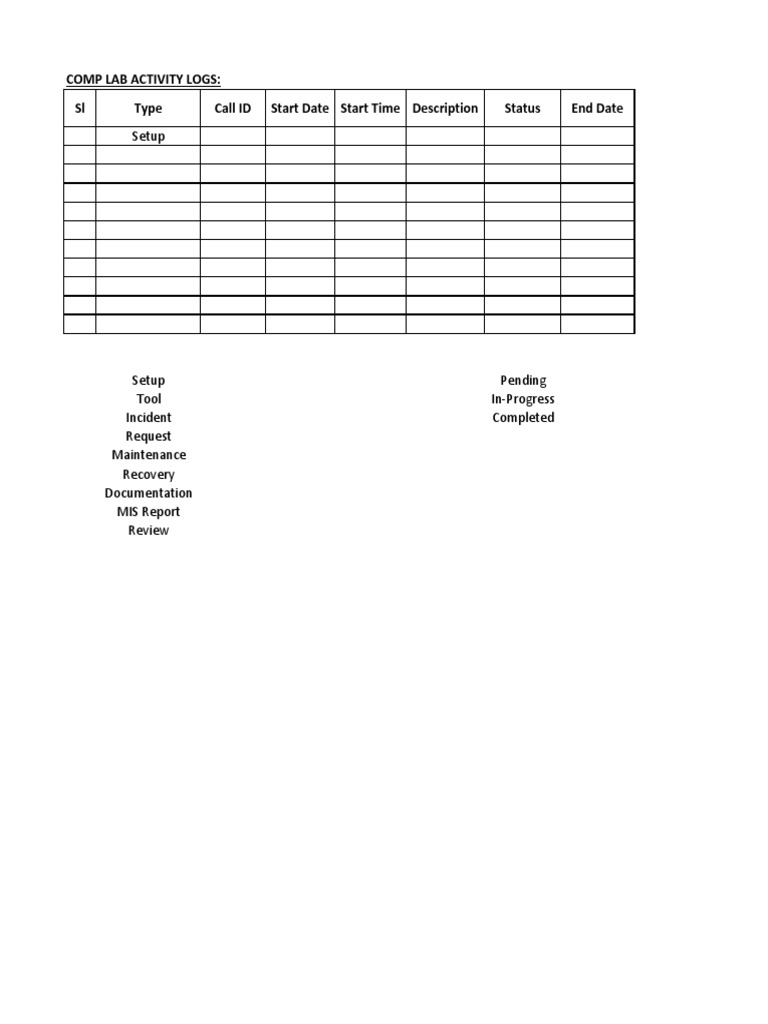 Comp Lab Log Sheet v1.0 | PDF