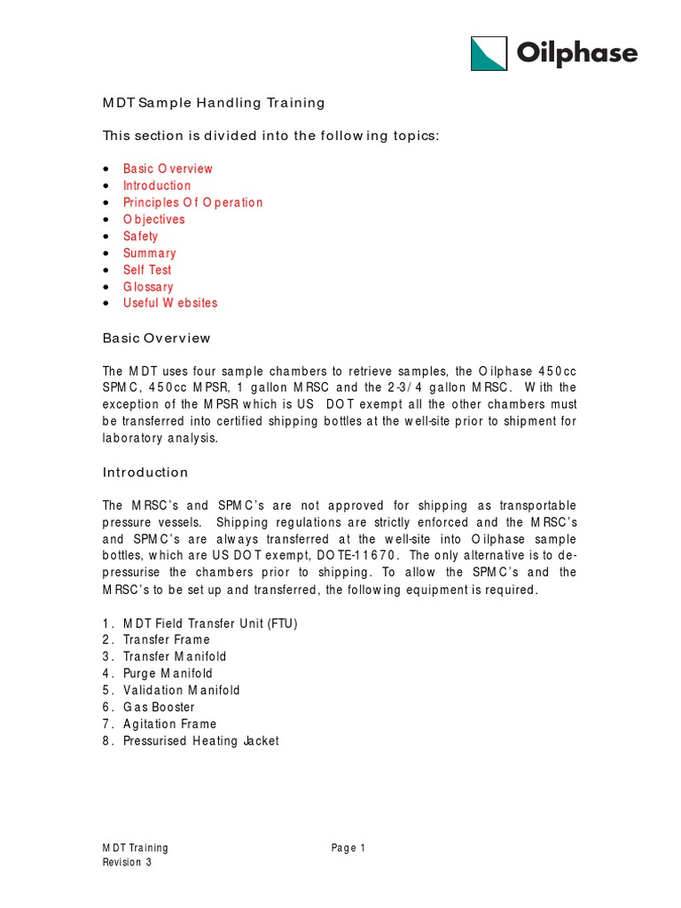 026 MDT Sample Handling Training | PDF | Pump | Pressure