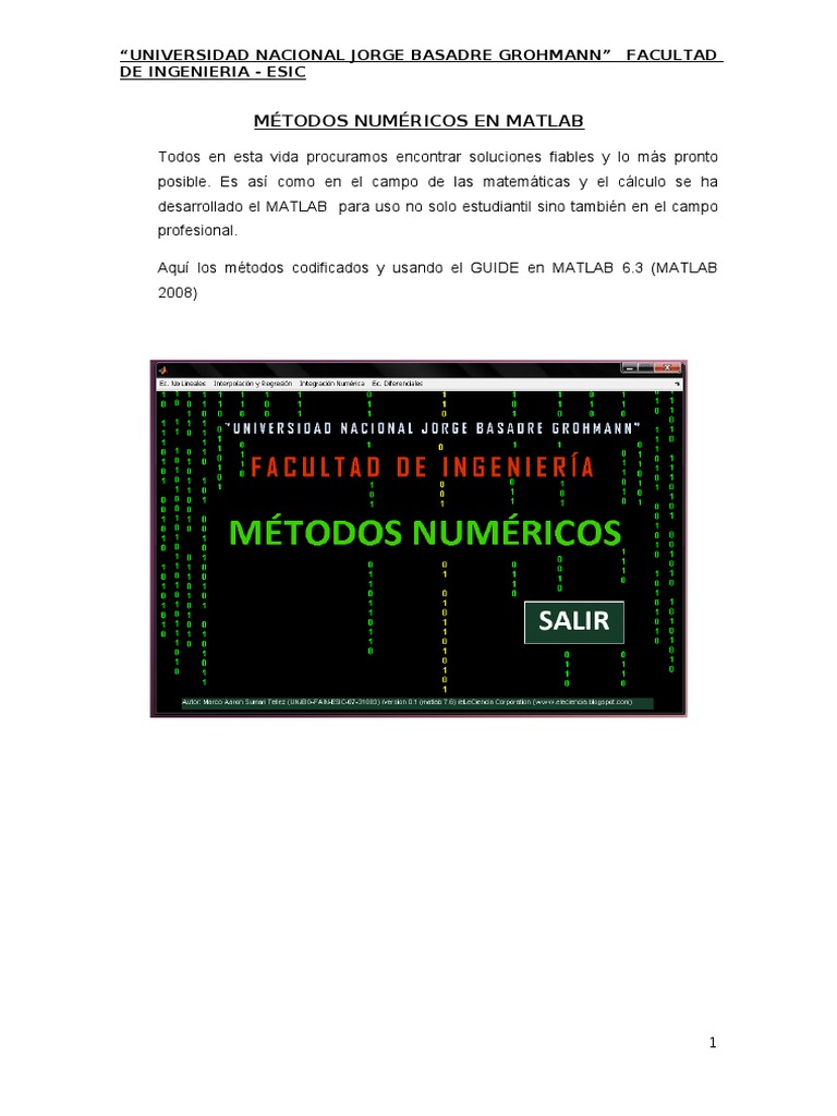 Métodos Numéricos en Matlab | PDF