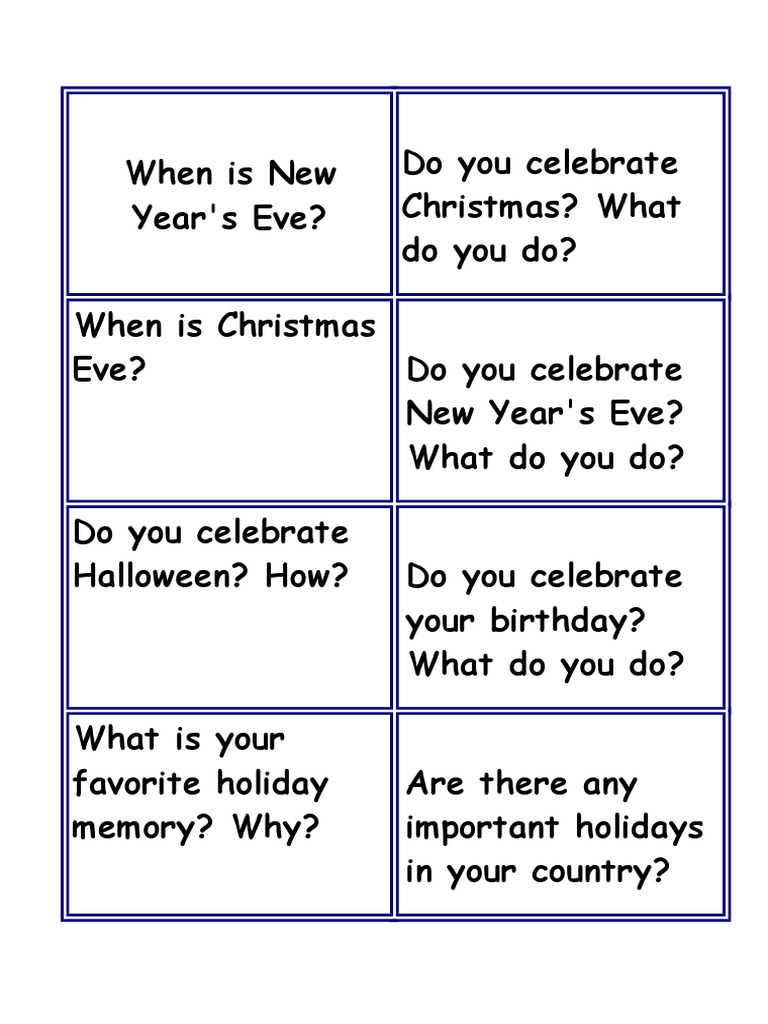 Festivals Speaking Cards | PDF