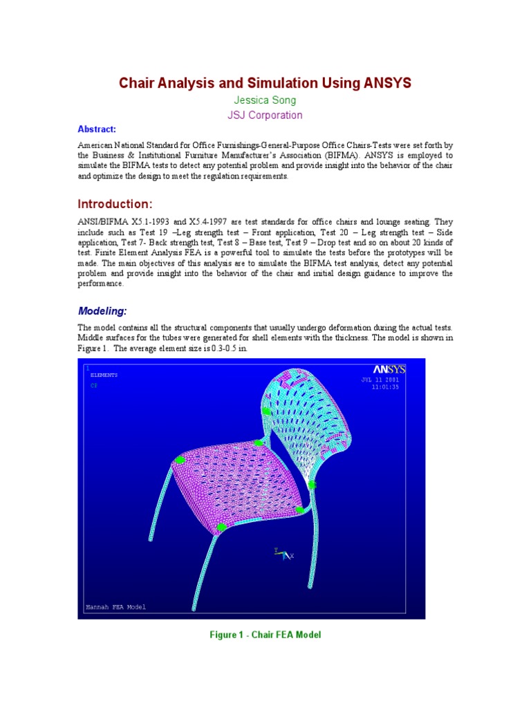 ANSYS Chair Analysis for BIFMA Compliance | PDF | Strength Of Materials ...