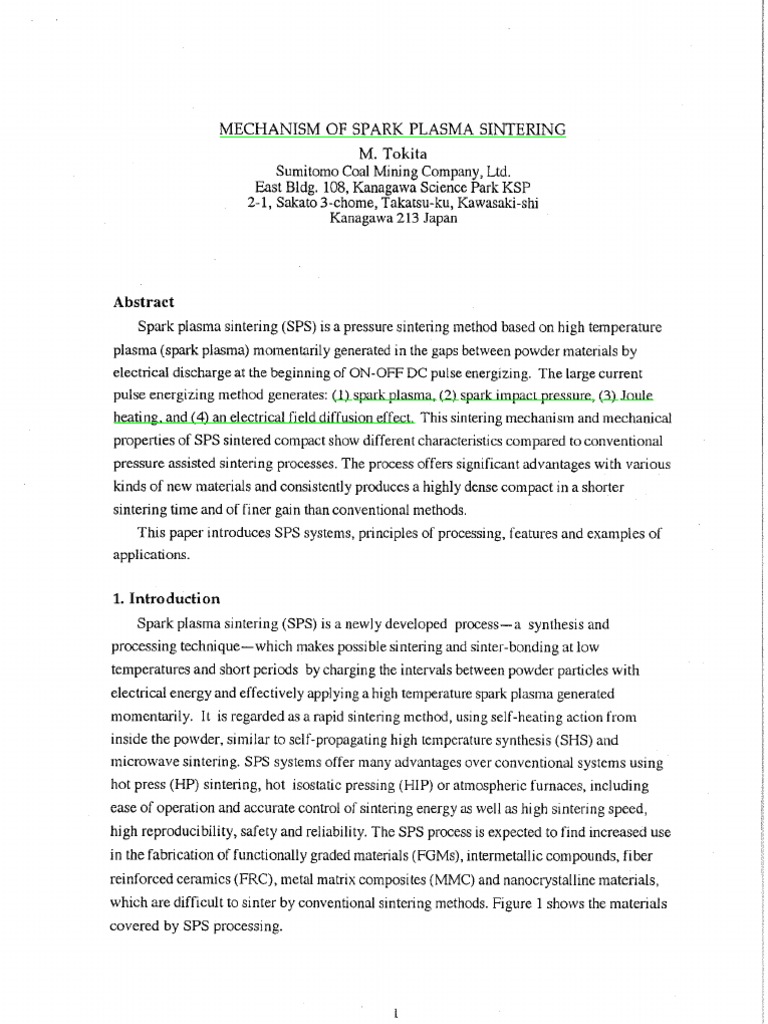 Mechanism of Spark Plasma Sintering | PDF | Sintering | Building Engineering