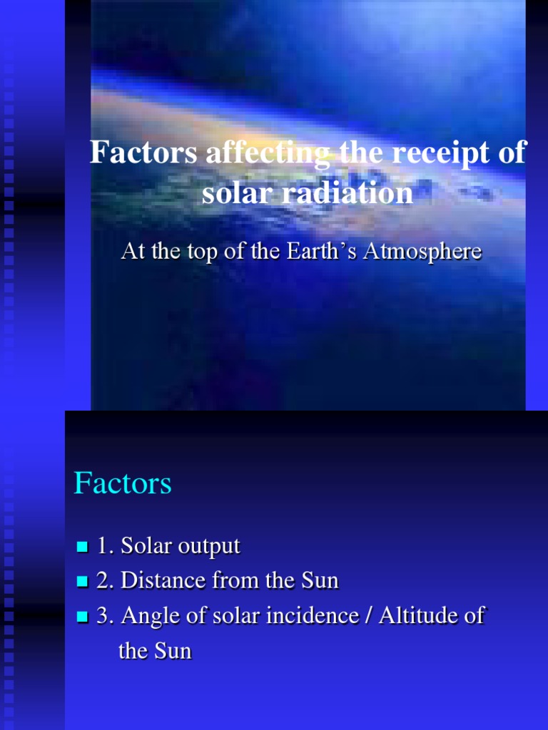 Factors Affecting The Receipt of Solar Radiation - Top - of ...