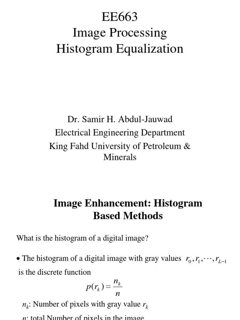 Histogram Equalization | PDF | Histogram | Probability Density Function