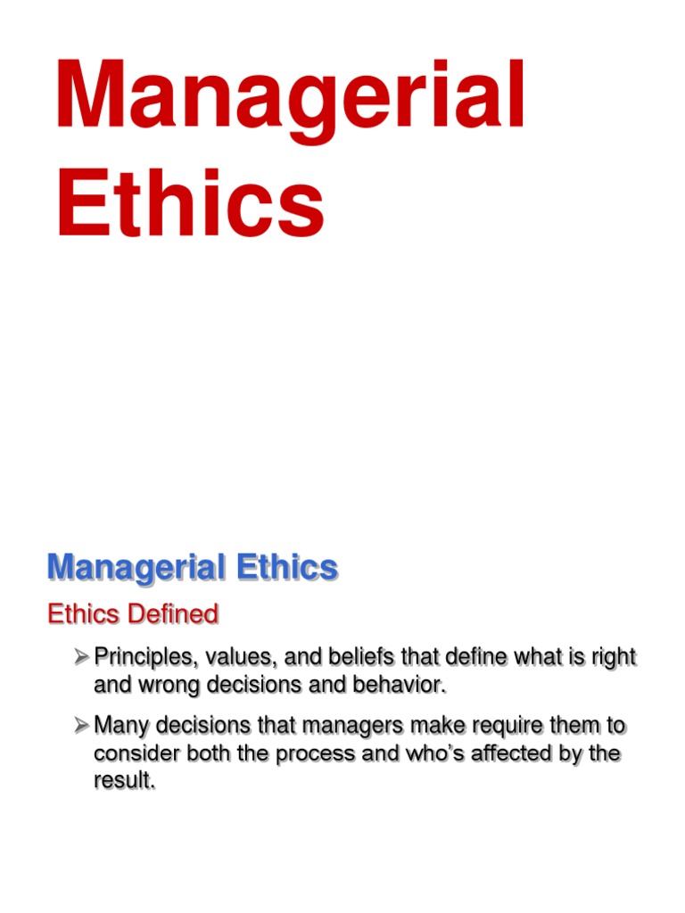 Managerial Ethics Slide | PDF | Value (Ethics) | Behavior