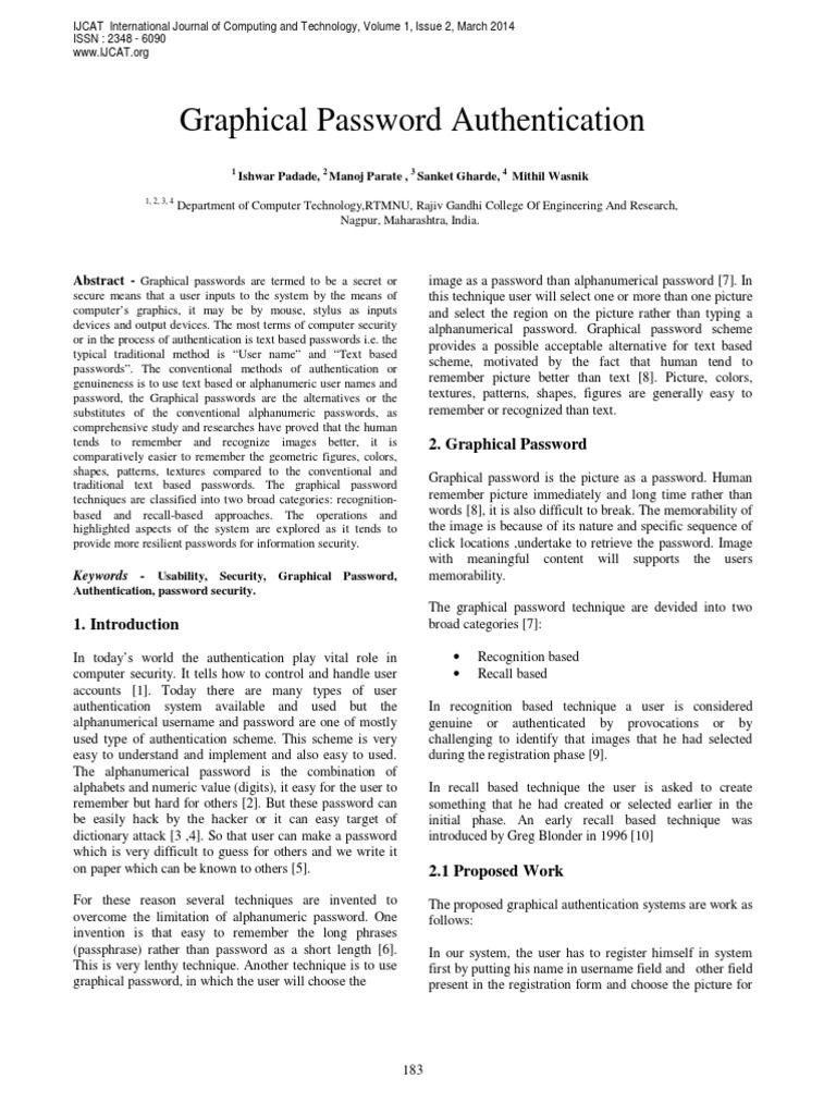 Graphical Password Authentication PDF | PDF | Password | User (Computing)
