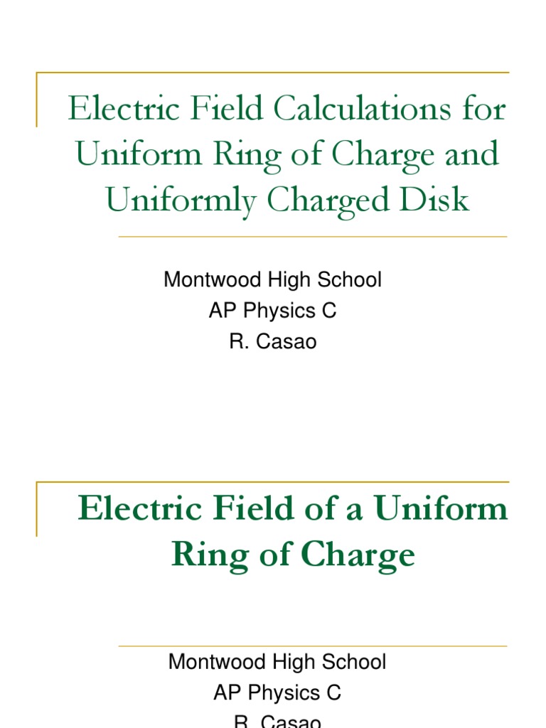 Electric Field Ring of Charge & Disk | PDF | Electric Charge ...