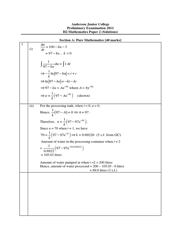 Ajc h2 Math p2 Solutions | PDF | Function (Mathematics) | Variance