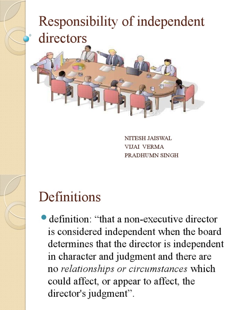 Responsibility of Independent Directors Final | Chairman | Corporations