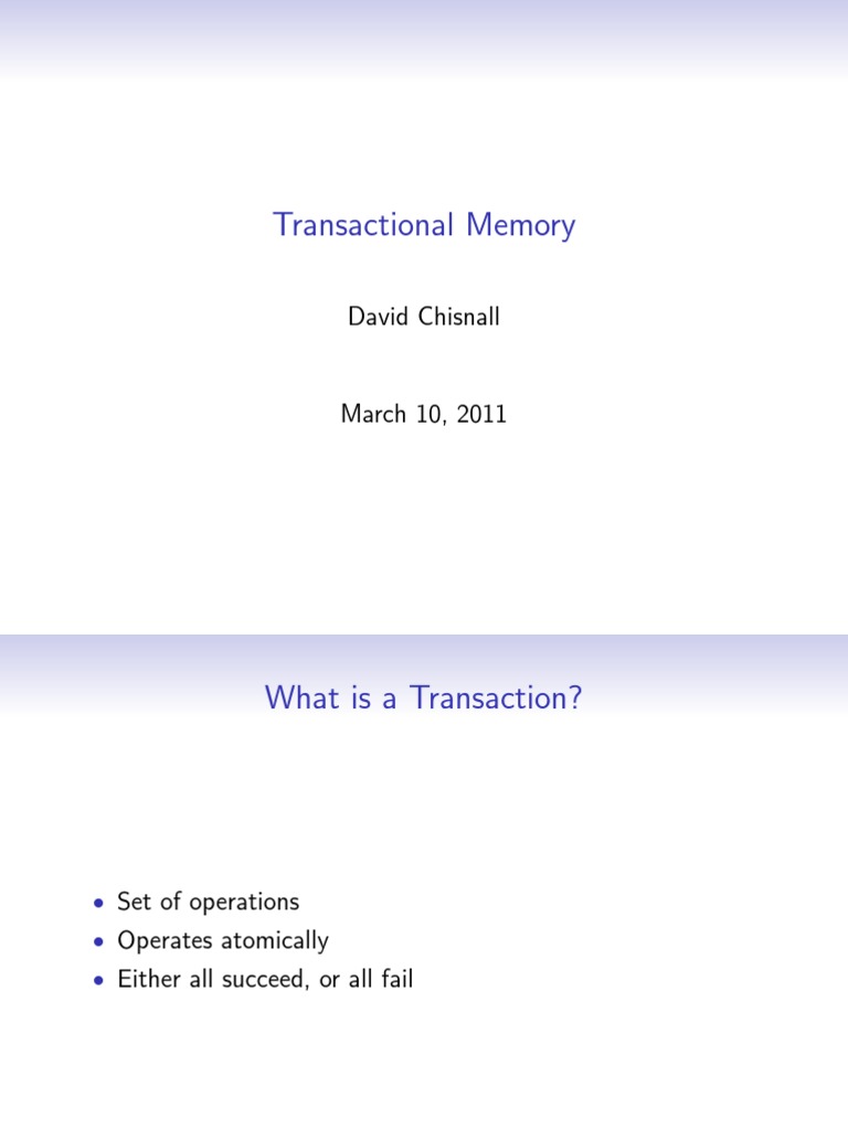Transactional Memory: David Chisnall | PDF | Database Transaction | Concurrency (Computer Science)