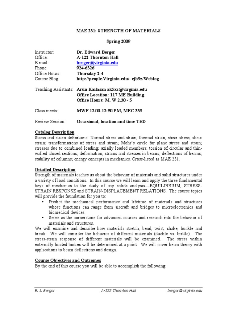 Mechanics of Materials | PDF | Stress (Mechanics) | Bending