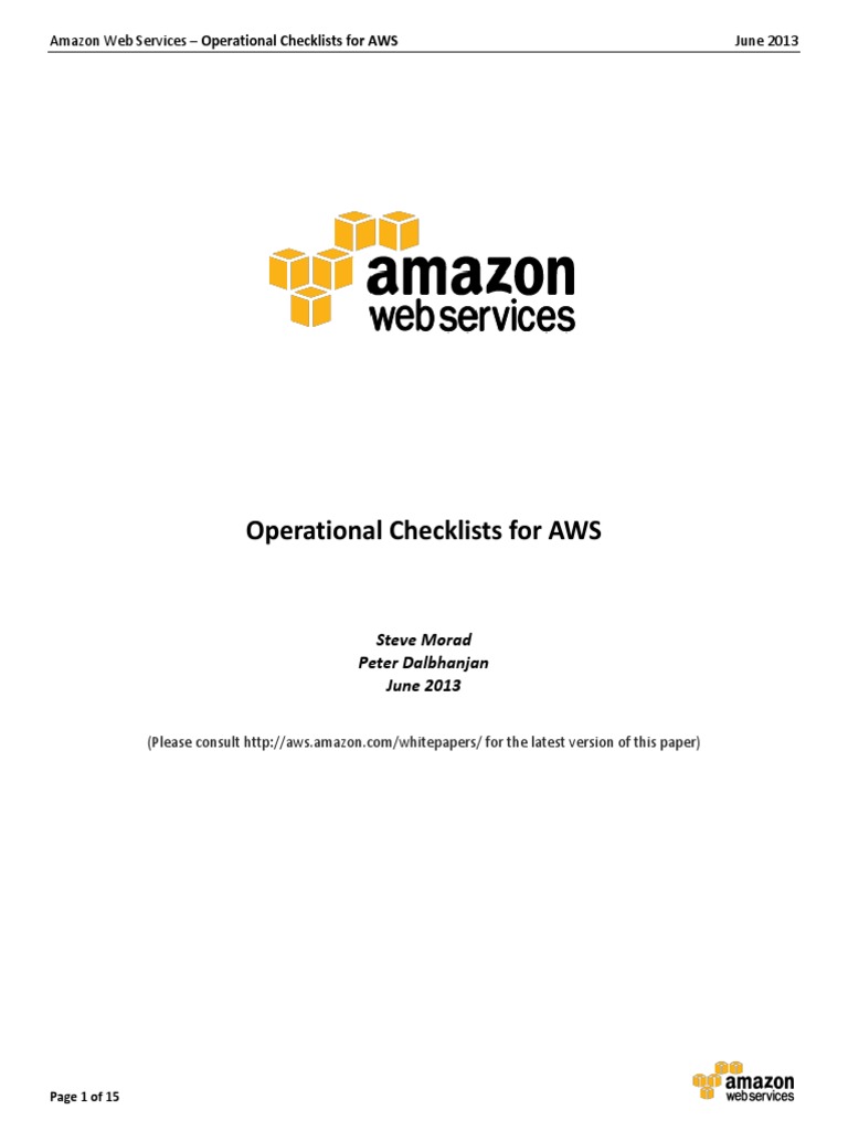 AWS Operational Checklists | PDF | Amazon Web Services | Cloud Computing