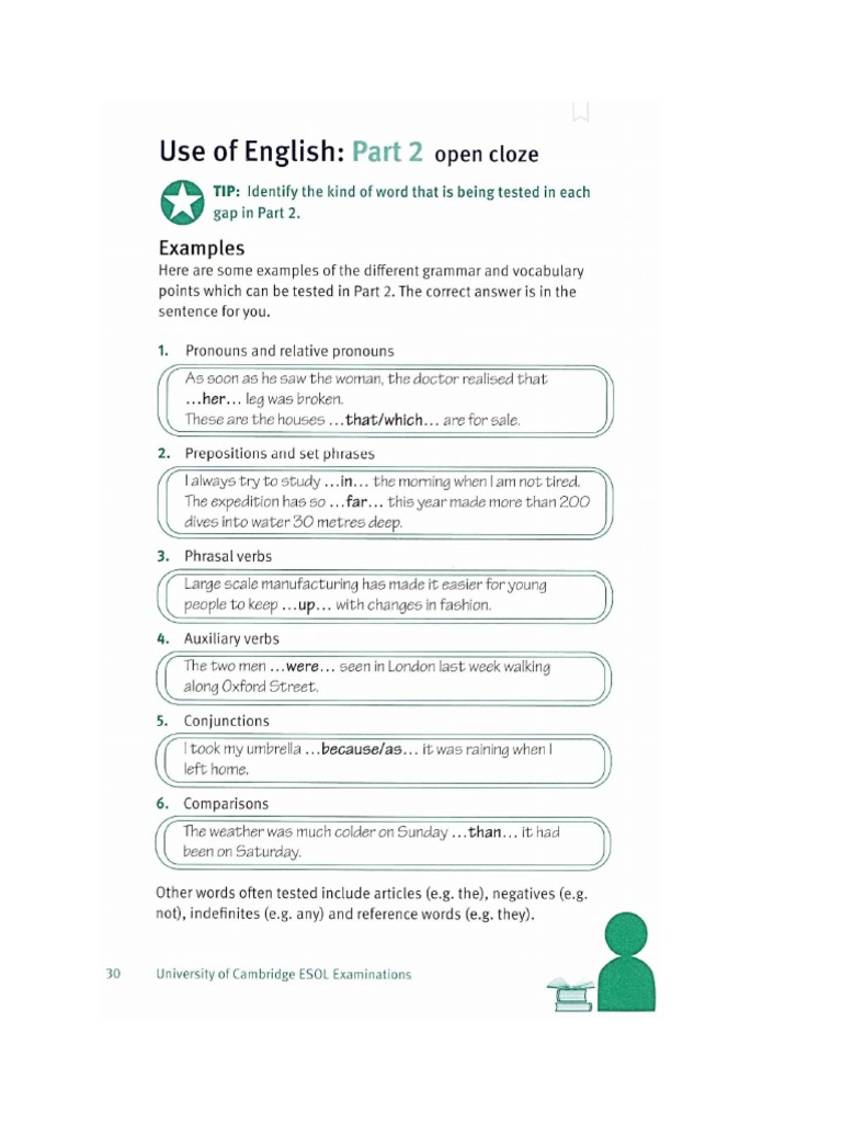 Tips For Open Cloze Part 2 (FCE) | PDF