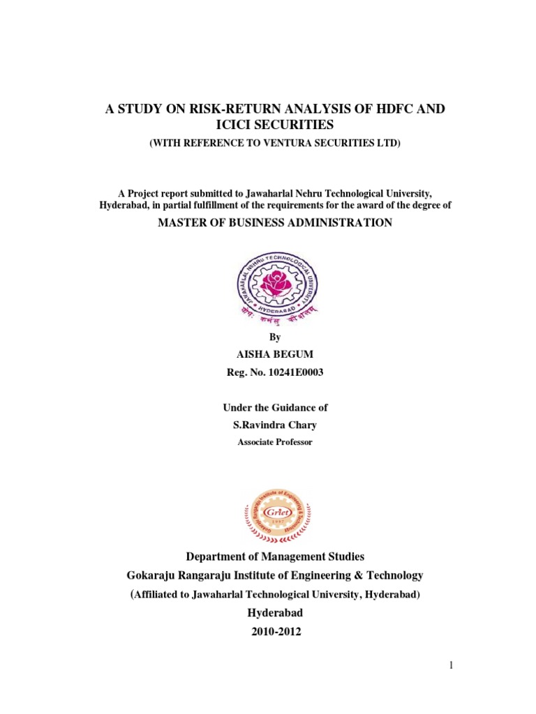 Risk Return Analysis of Icici & HDFC Bank | PDF | Financial Risk ...
