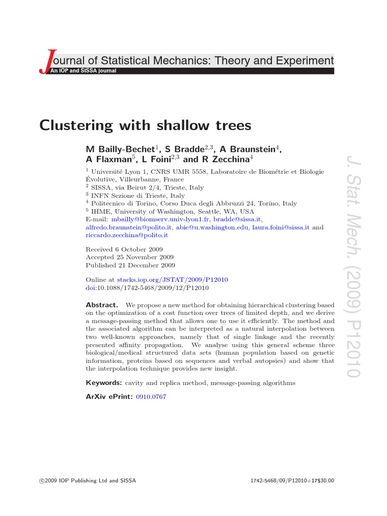 Clustering With Shallow Trees | PDF | Cluster Analysis | Sequence Alignment