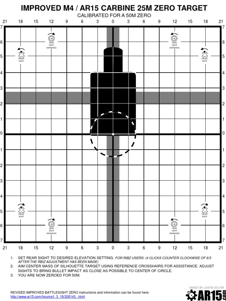 M4/AR15 50M Zeroing Target Guide | PDF | Telescopic Sight | Firearms