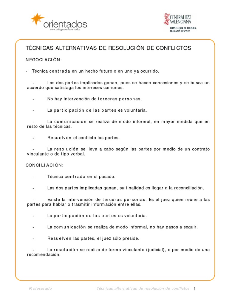 Tecnicas Alternativas de Resolucion de Conflictos | PDF | Ciencias sociales | Derecho