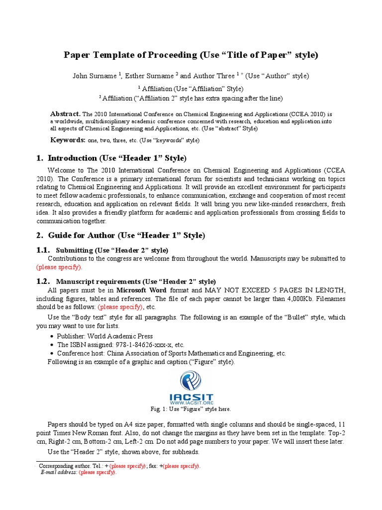 Paper Template of Proceeding (Use "Title of Paper" Style) | PDF