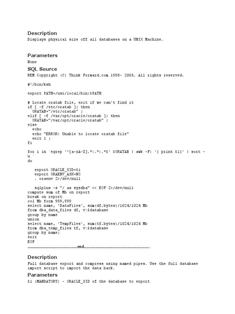 Oracle Scripts Oracle Database User Computing Free 30 Day Trial Scribd