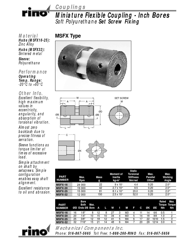 Miniature Flexible Coupling - Inch Bores: Soft Polyurethane Set Screw ...