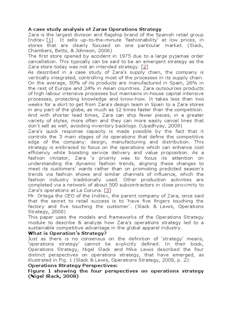 A Case Study Analysis of Zaras Operations Strategy | PDF | Strategic ...