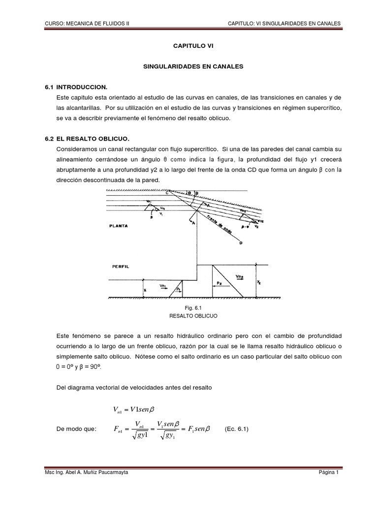 Capitulo Vi Singularidades en Canales | PDF | Olas | Descarga (hidrología)