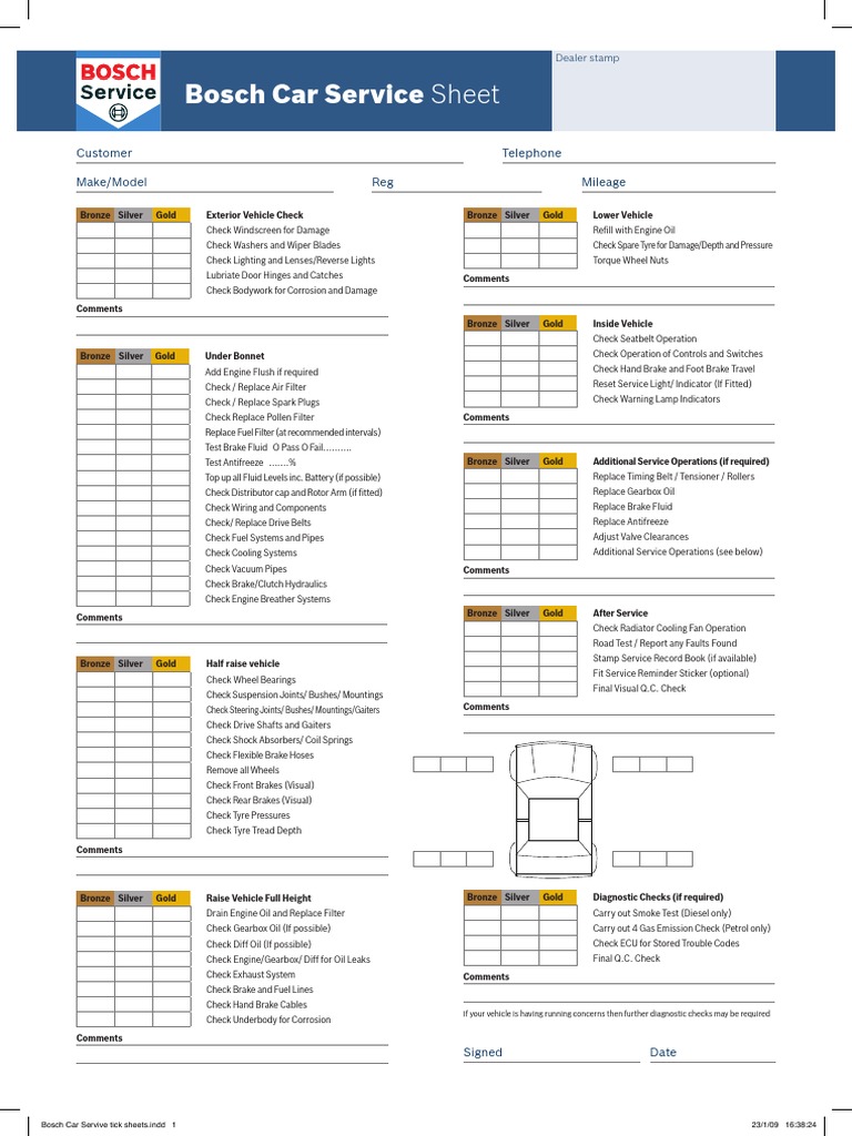 Bosch Car Service Sheet | PDF | Vehicles | Distributor