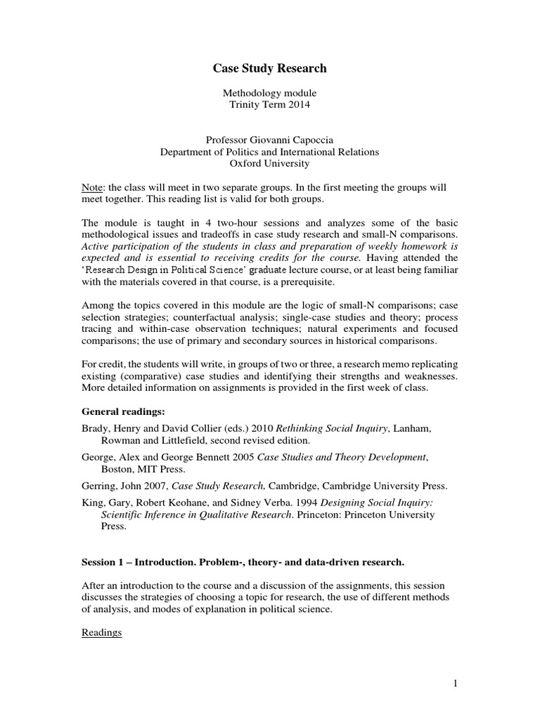 Case Study Research Syllabus For First Class TT14 | PDF | Case Study ...
