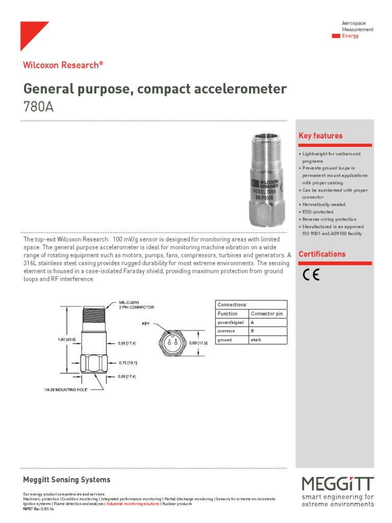 780A Spec (98957) C | PDF | Accelerometer | Electrical Connector