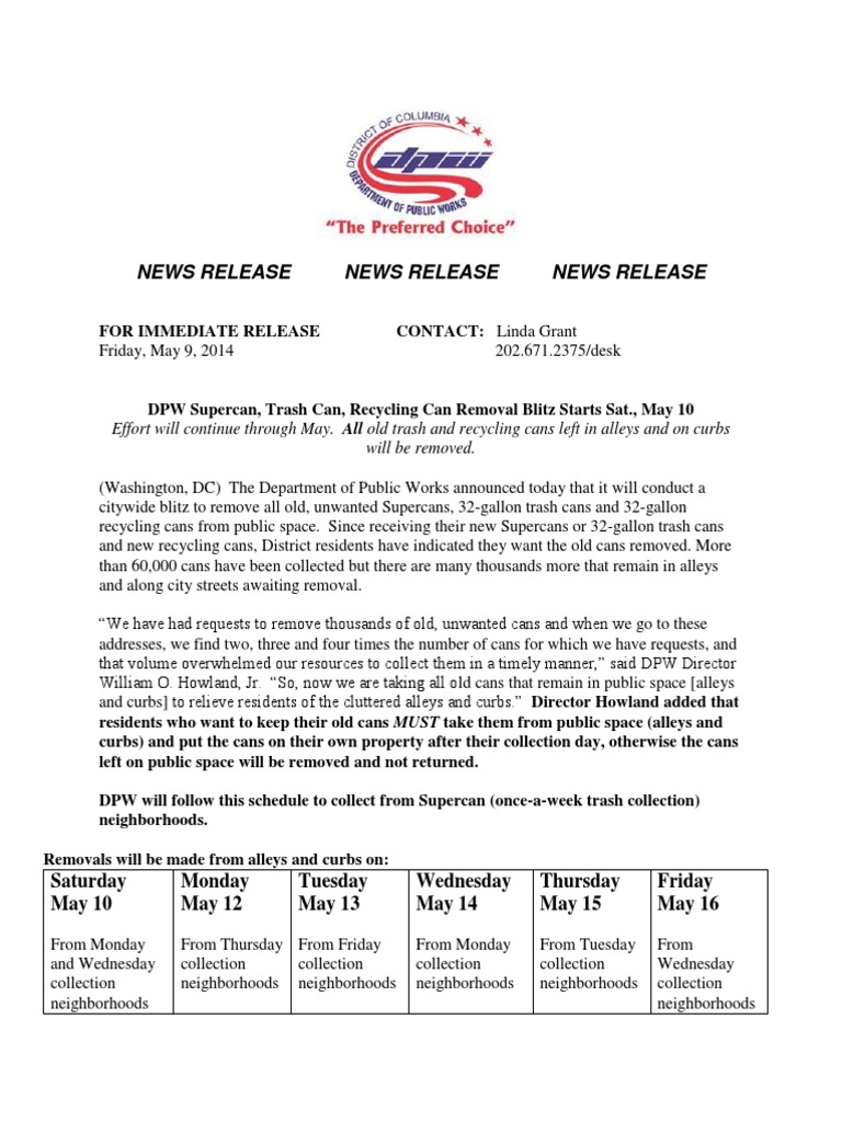 DPW Supercan, Trash Can, Recycling Can Removal Blitz Starts Sat., May ...