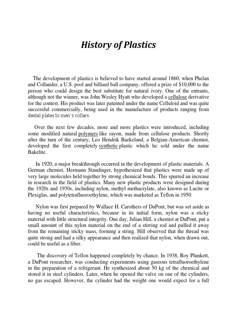 History and Classification of Plastics | PDF | Plastic | Polyethylene
