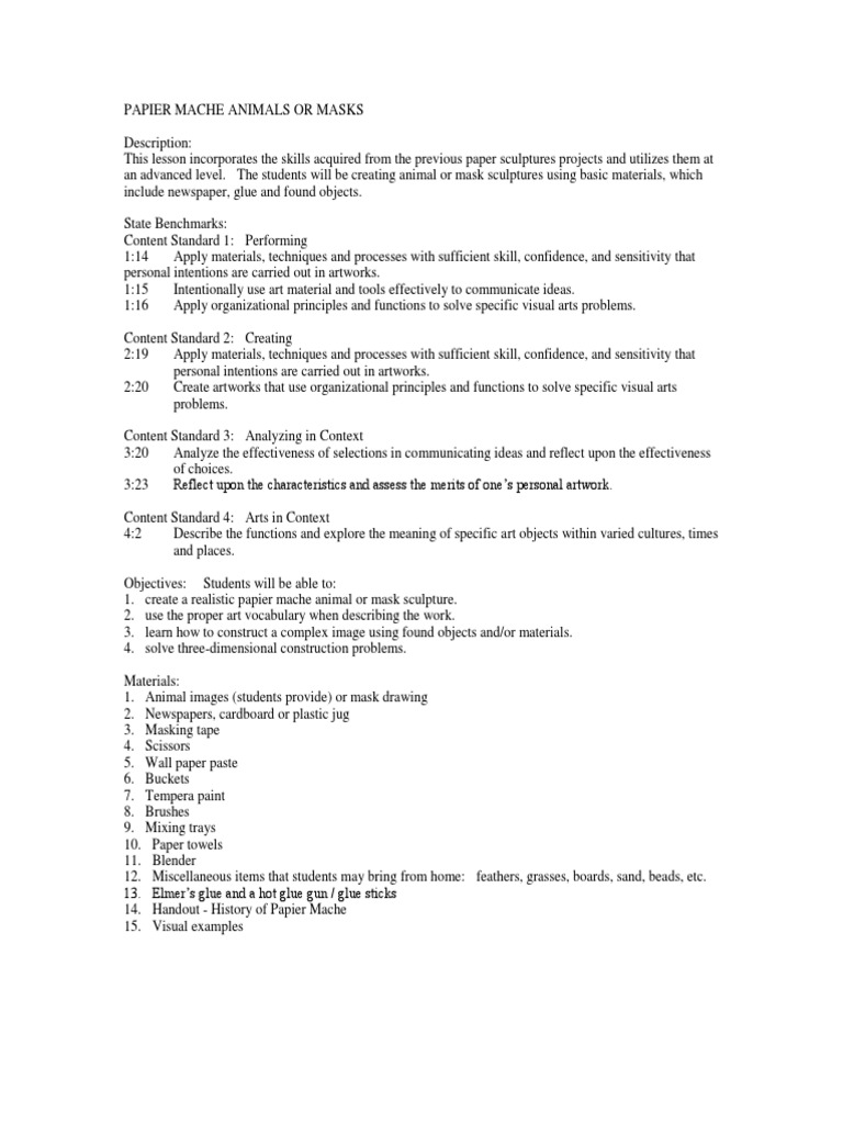 Papier Mache Lesson | PDF | Adhesive | Paintings