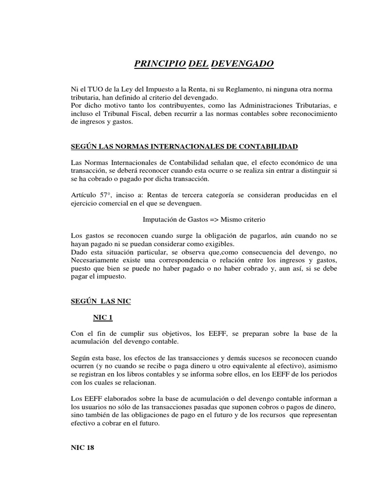 Principio Del Devengado | PDF | Devengo | Contabilidad
