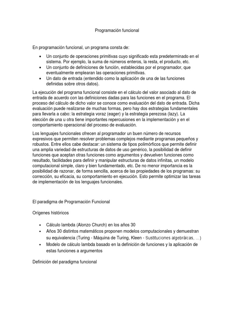 Programación Funcional | PDF | Programacion Funcional | Esquema (lenguaje de programación)