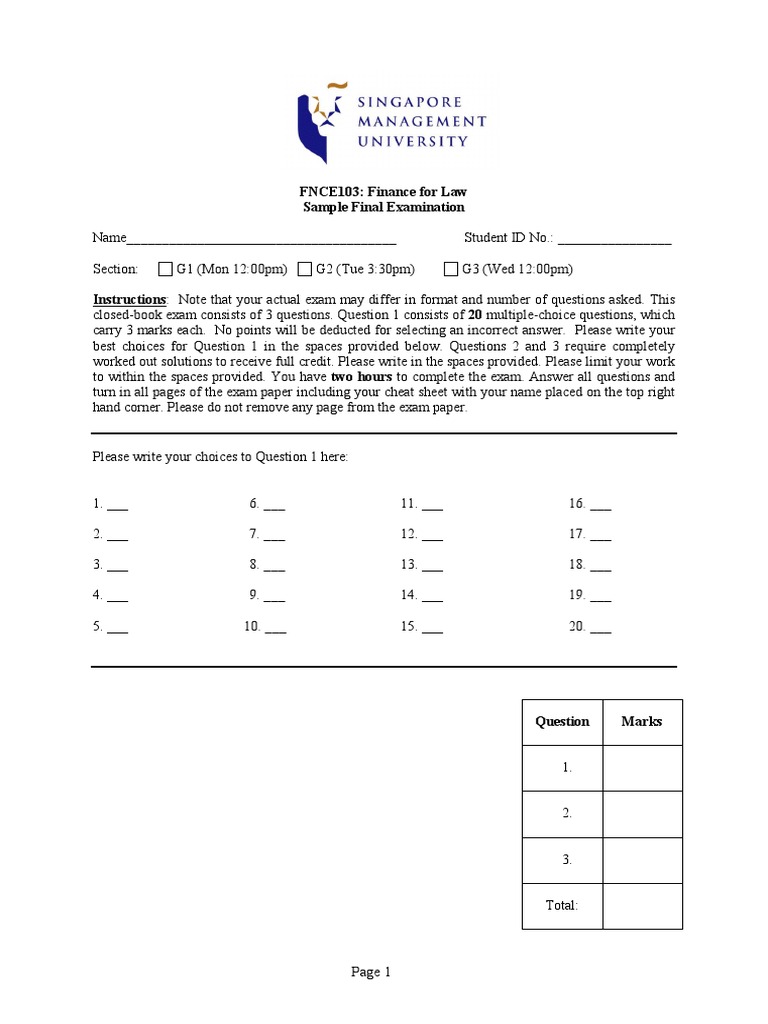 FFL SMU Finance For Law .Sample Exam With Solution | PDF | Bonds ...