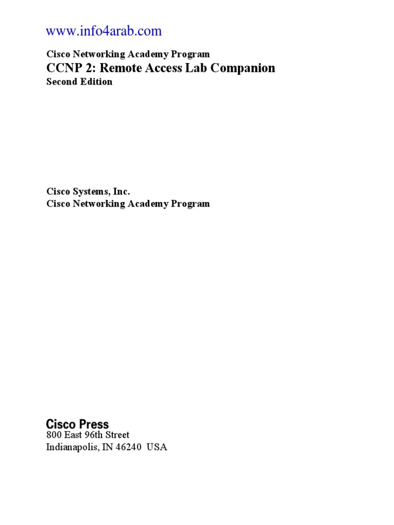 CCNP 2 Remote Access Lab Companion | PDF | Cisco Certifications | Ip Address