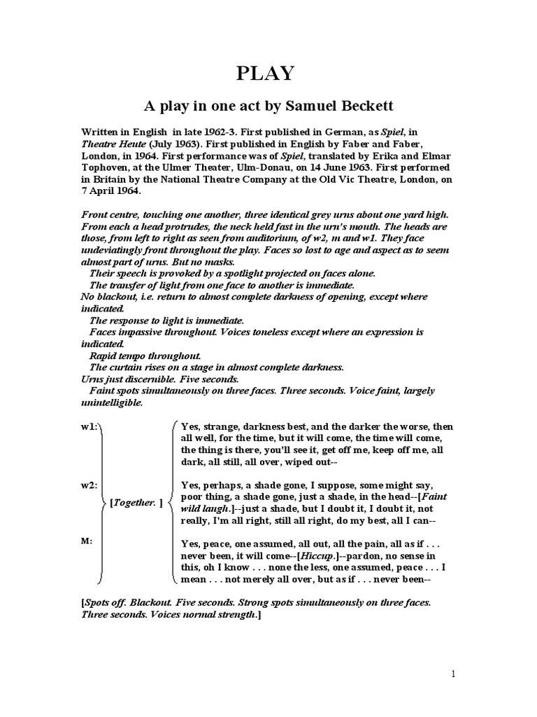Samuel Beckett - Play | PDF