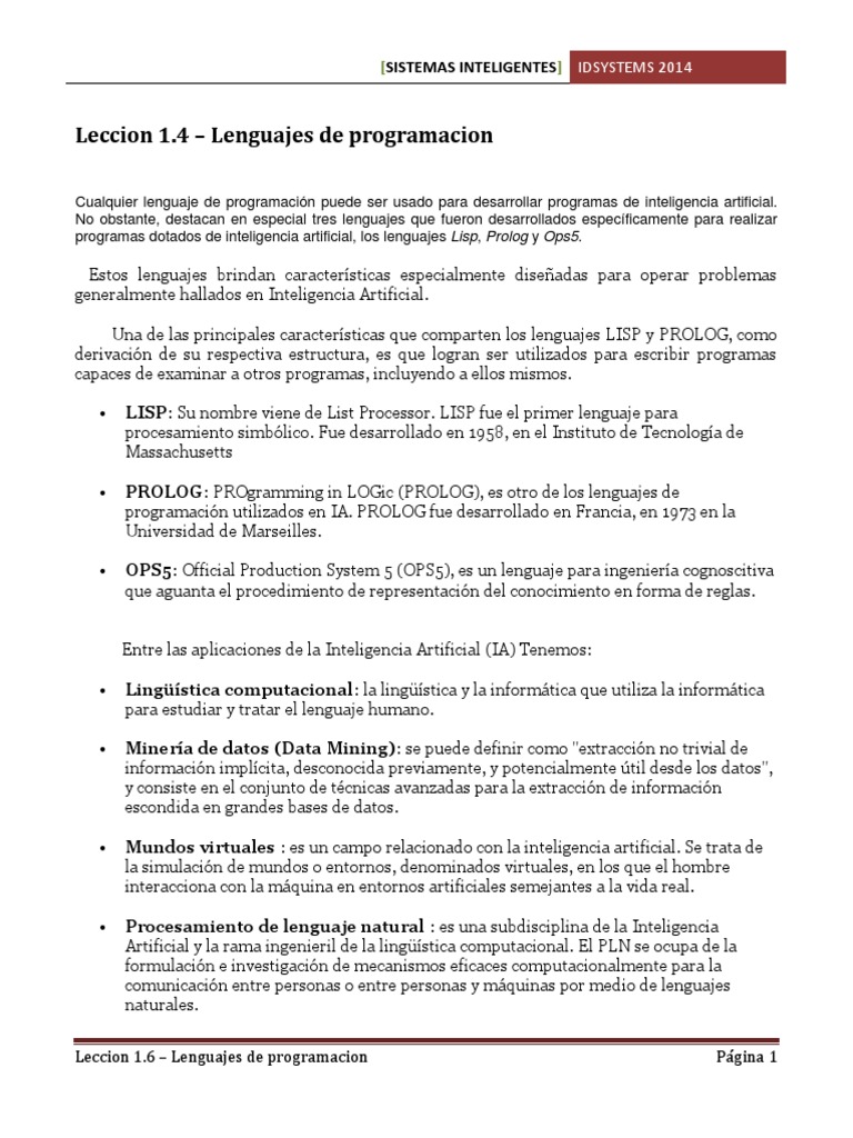 Leccion 1.6 - Lenguajes de Programacion | PDF | Lenguaje de ...