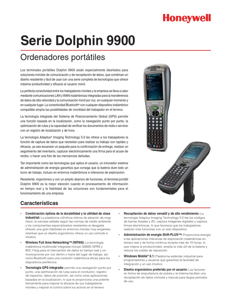 Dolphin 9900 Datasheet Spanish | PDF | Factores humanos y ergonomía | Inalámbrico