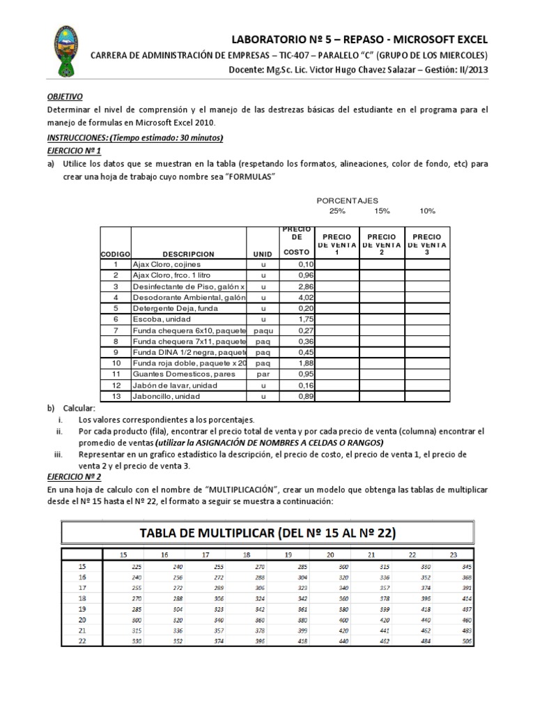 Repaso de Funciones Básicas en Excel | PDF | Microsoft Excel | Software de oficina