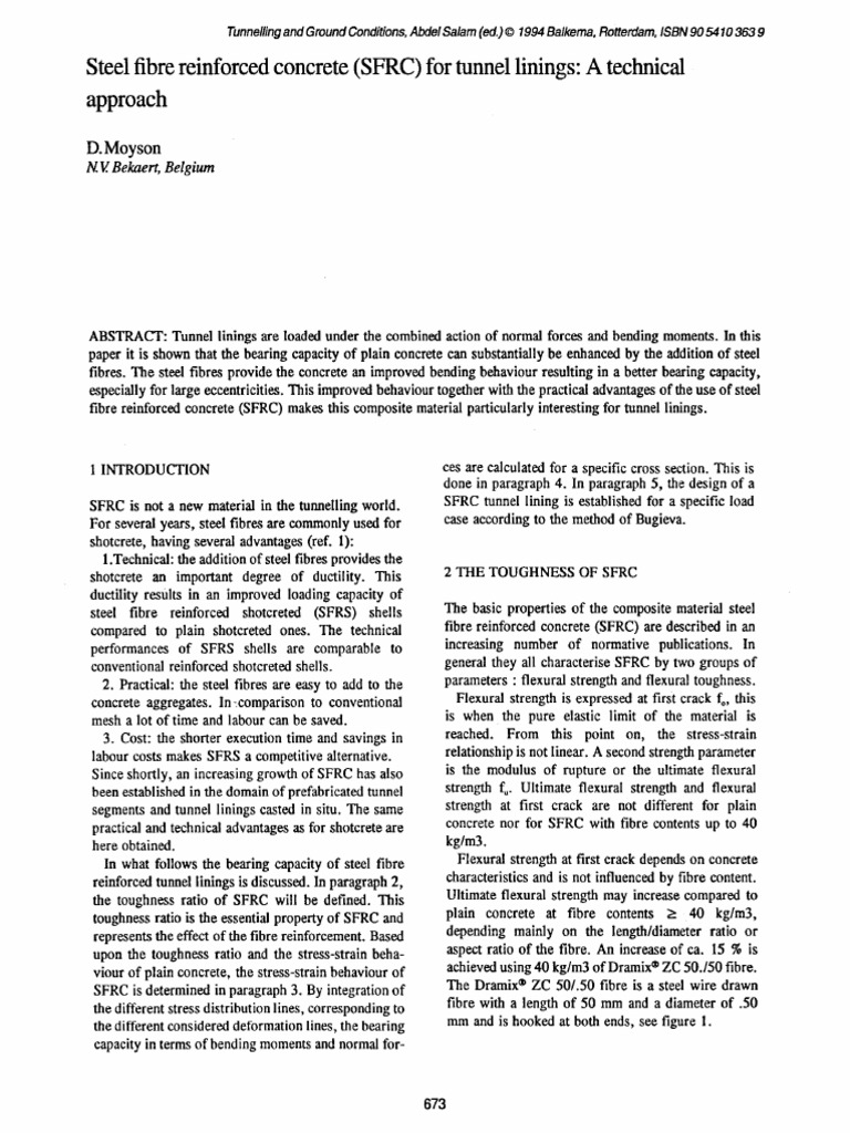 Steel Fibre Reinforced Concrete (SFRC) For Tunnel Linings - A Technical ...