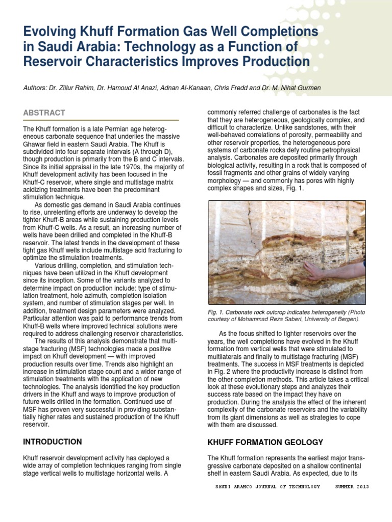 Khuff Gas Well Completions Boost Production | PDF | Hydraulic ...