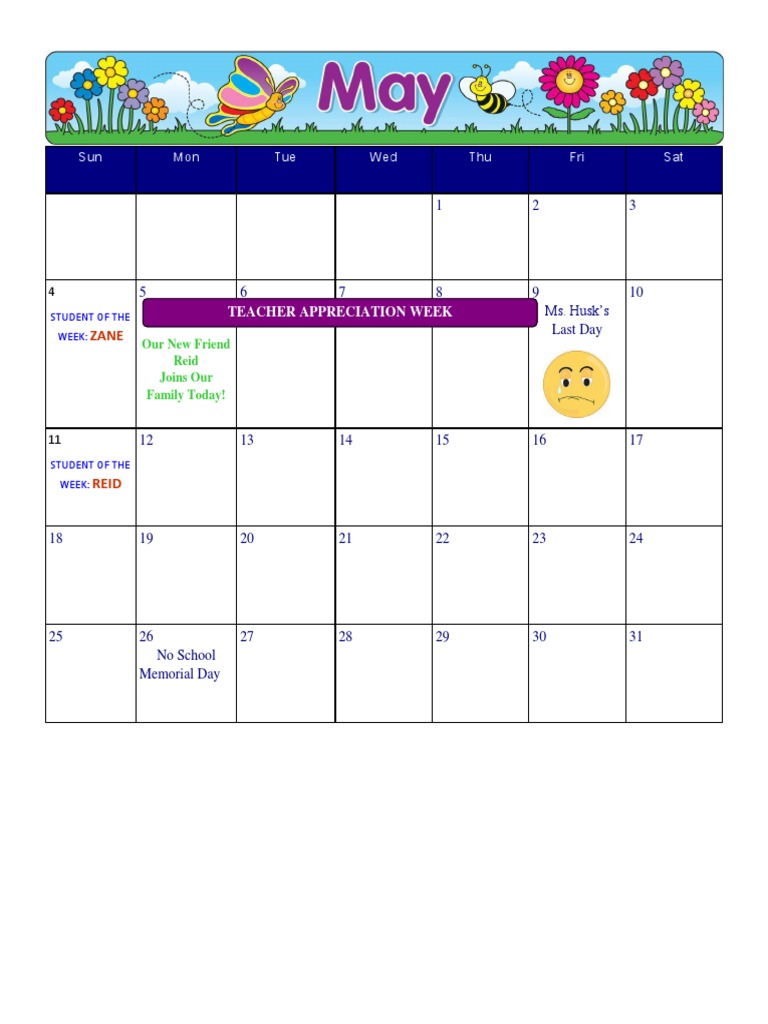 May Calendar | PDF | Cooking, Food & Wine | Home & Garden