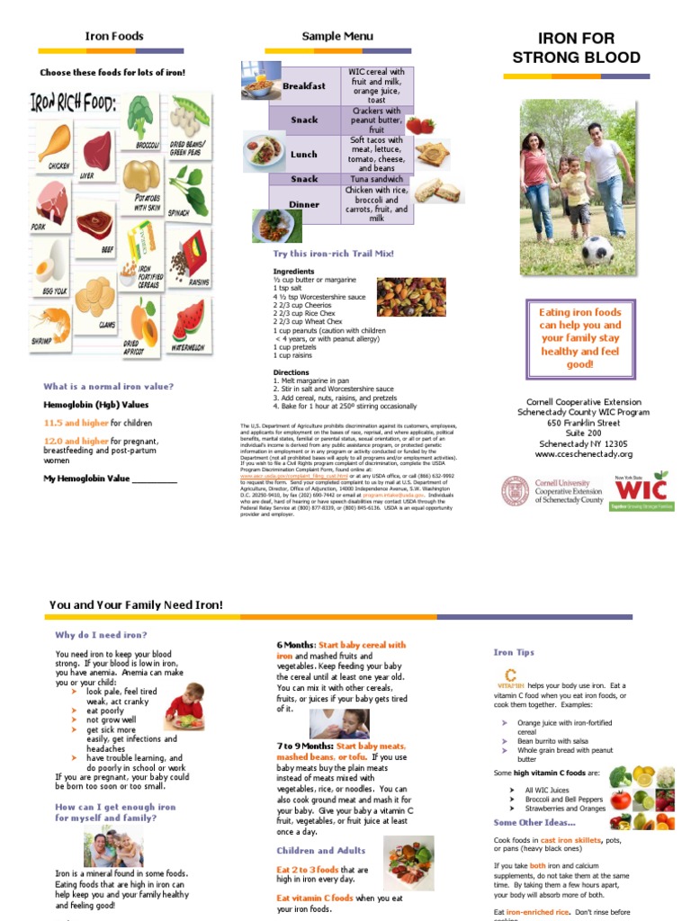 community - wic - iron handout | Wic | Milk